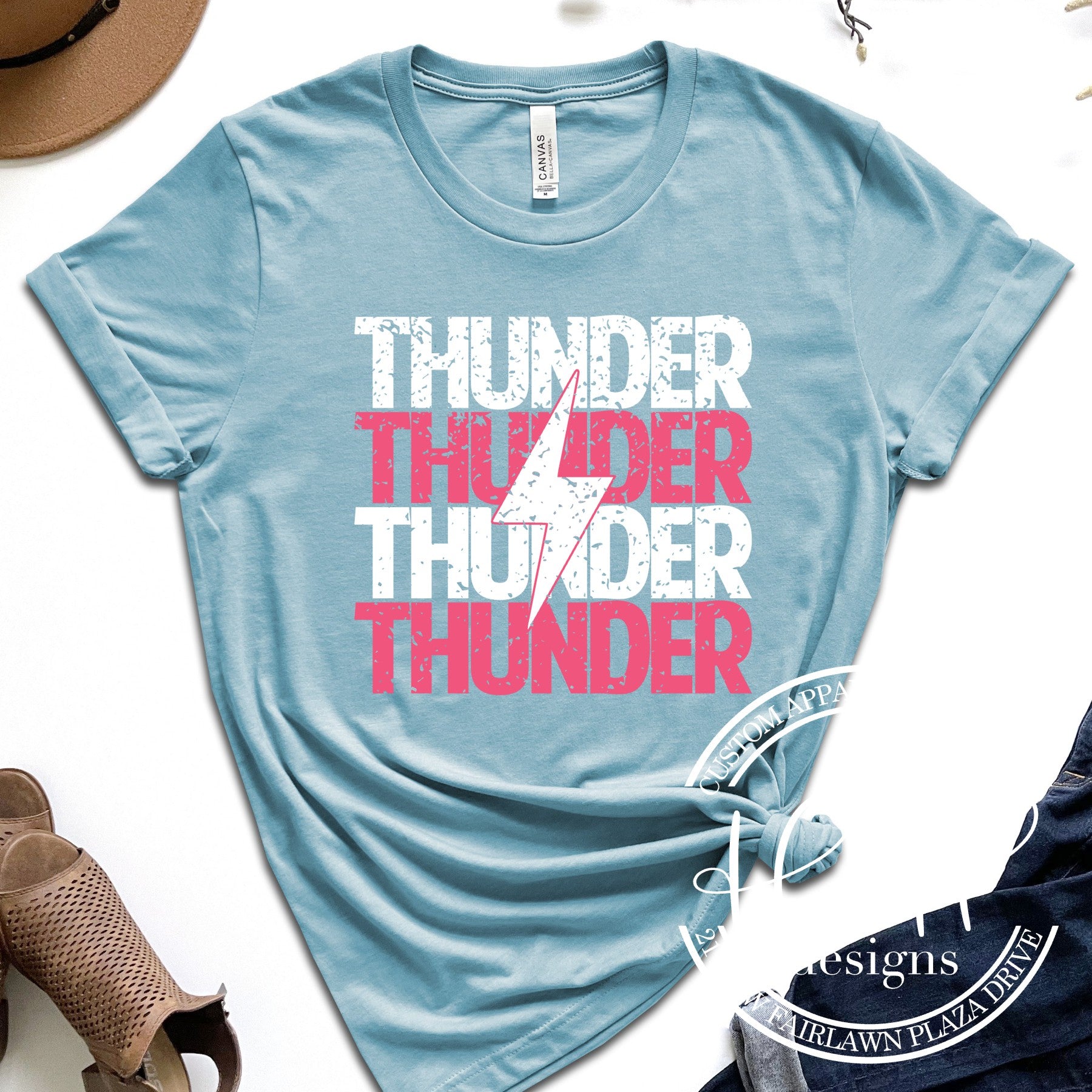 Pink & White Thunder Distressed Stack - Topeka Thunder – H&H Designs LLC