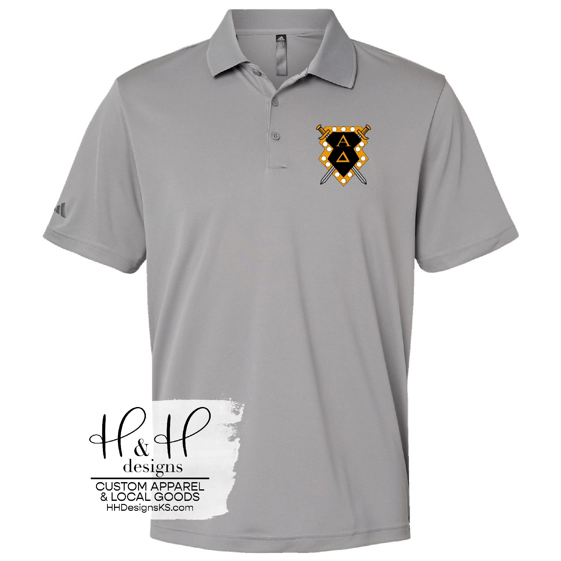 Alpha Delta Badge - Adidas Polo – H&H Designs LLC
