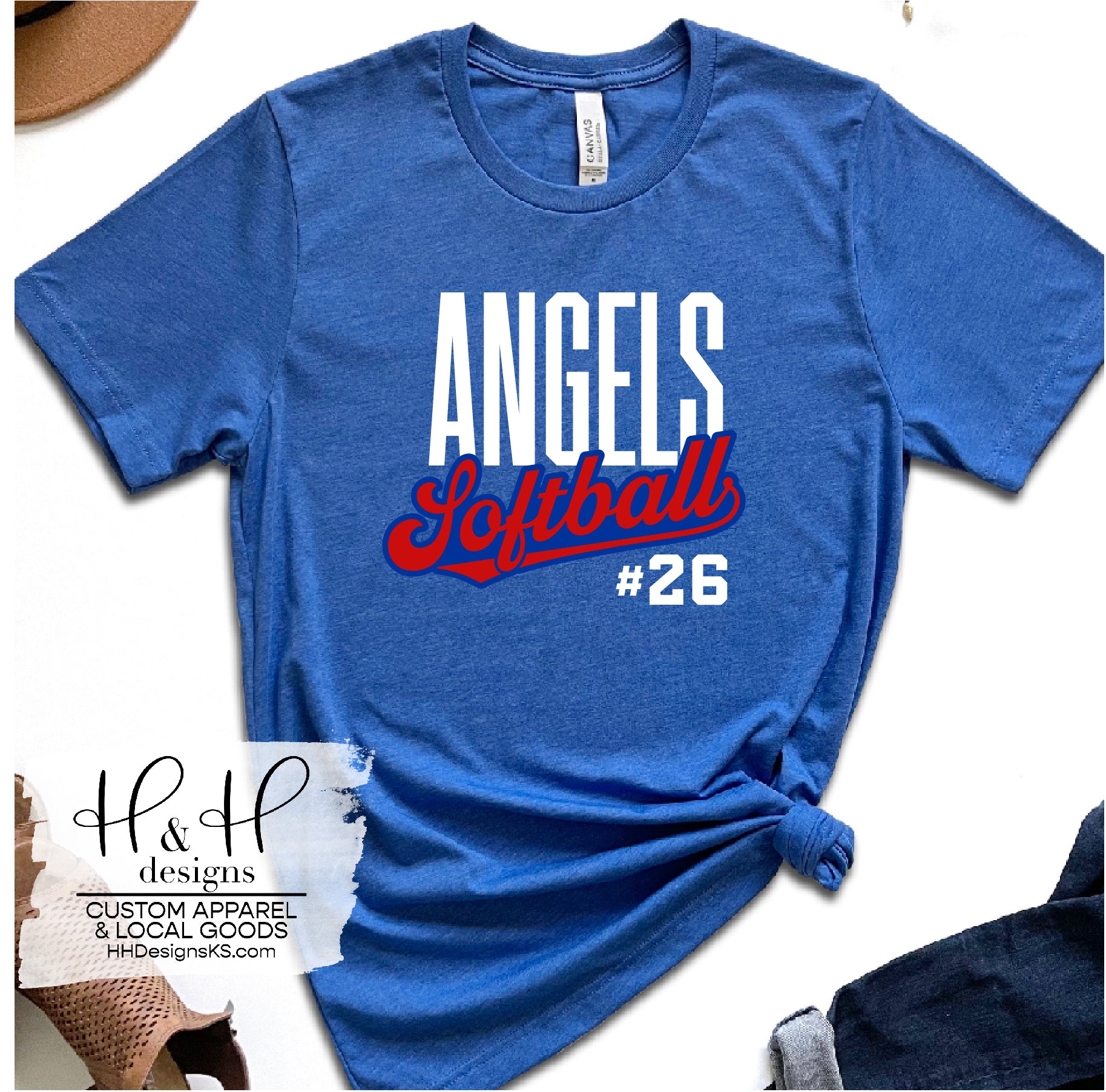 Angels Softball with Custom Number ~ Angels Softball – H&H Designs LLC