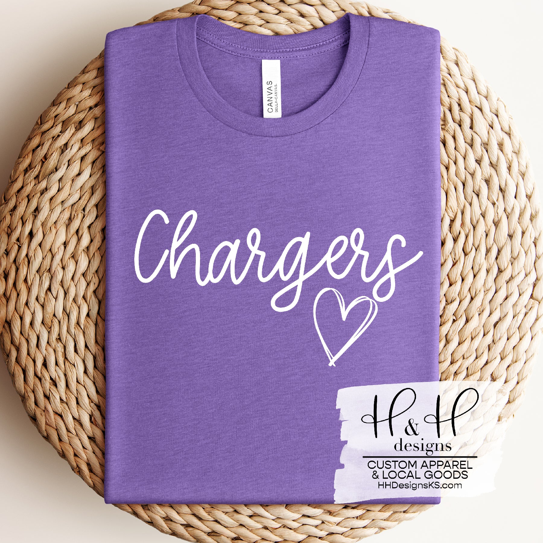Chargers Script with Heart - Topeka West PTO Fundraiser – H&H Designs LLC