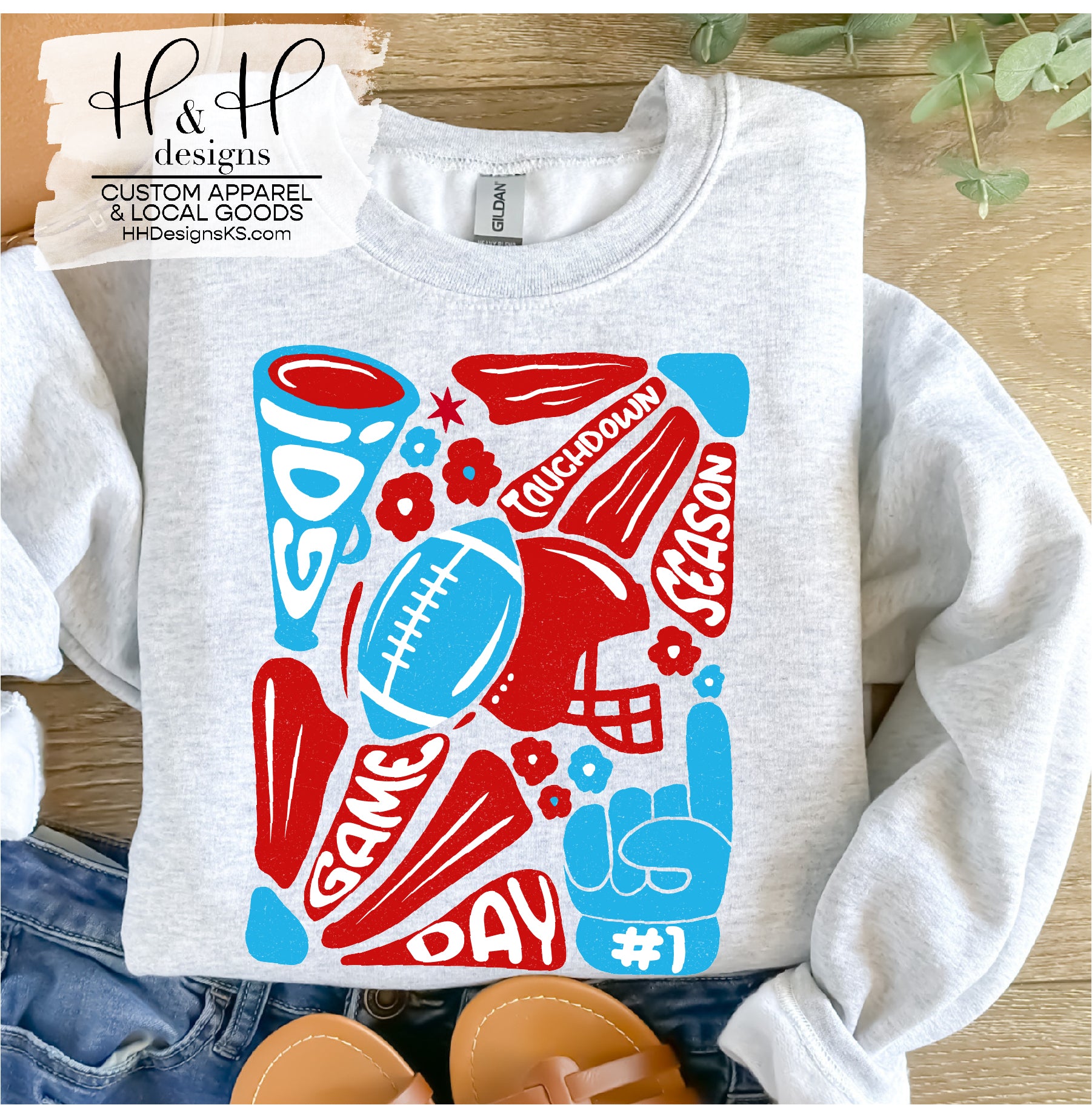 Game Day Cheer Section Doodle - blue and red – H&H Designs LLC