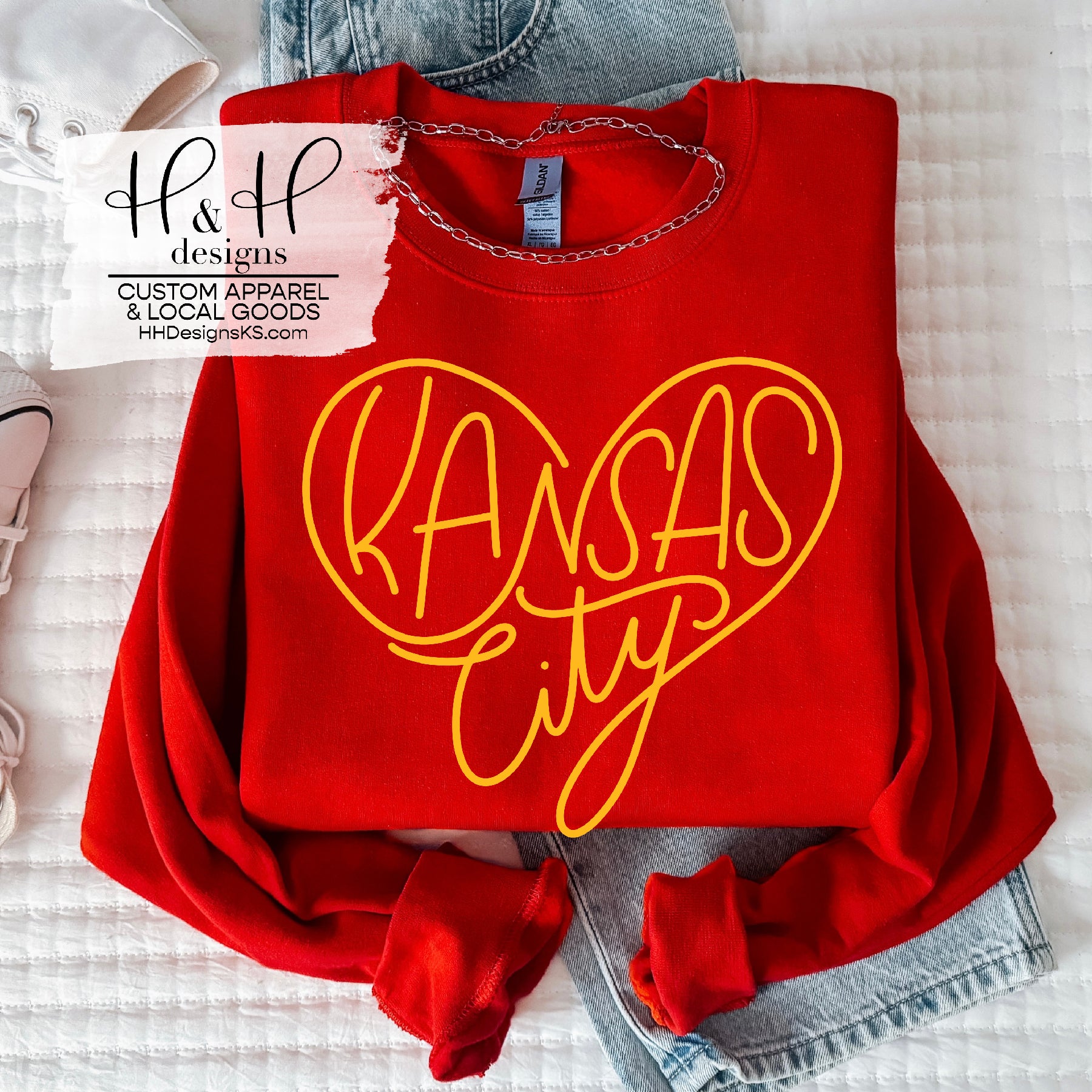 Gold Kansas City Hand Lettered Heart – H&H Designs LLC