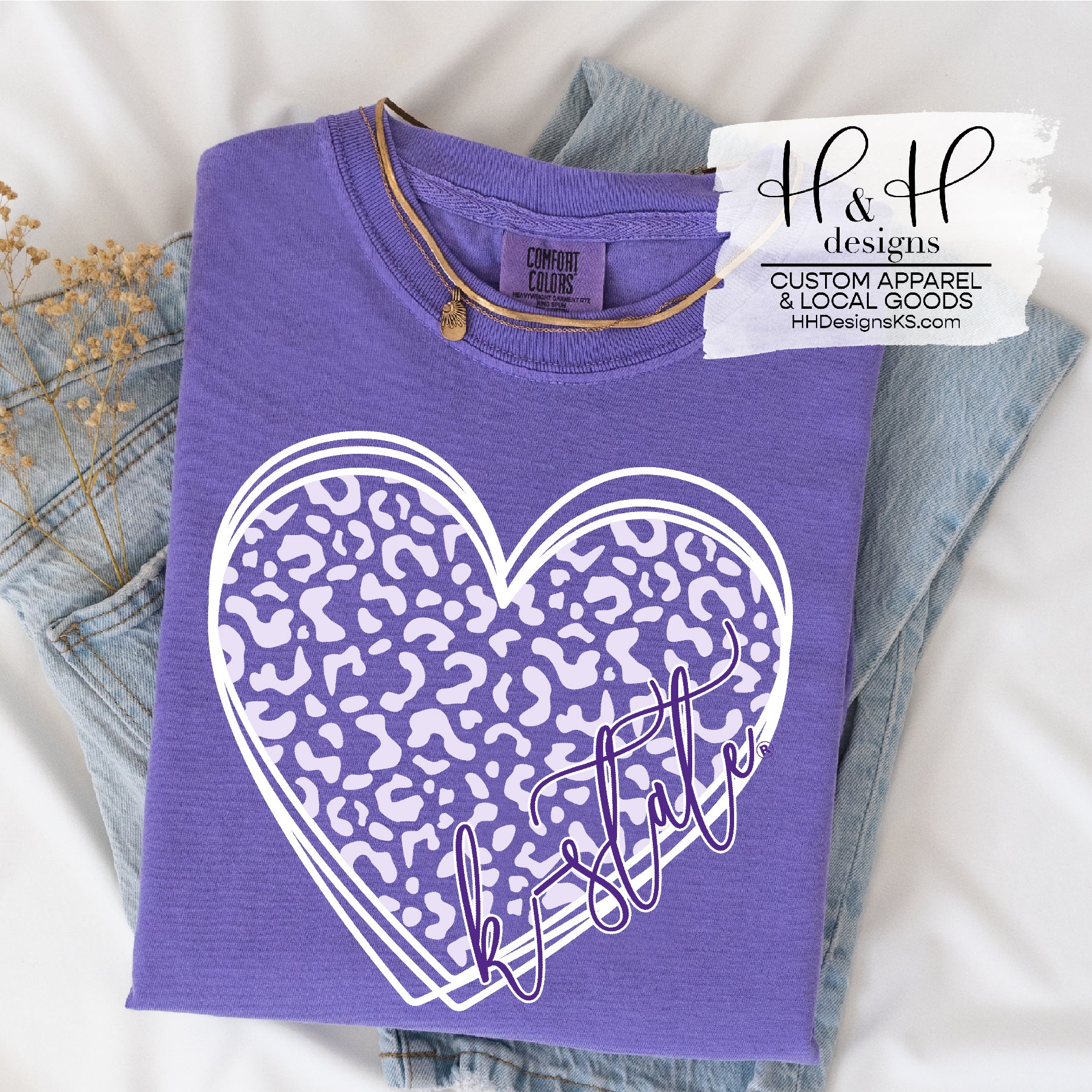 K-State Hallow Leopard Heart ~ HHKSU115 ~ Licensed K-State Apparel – H ...