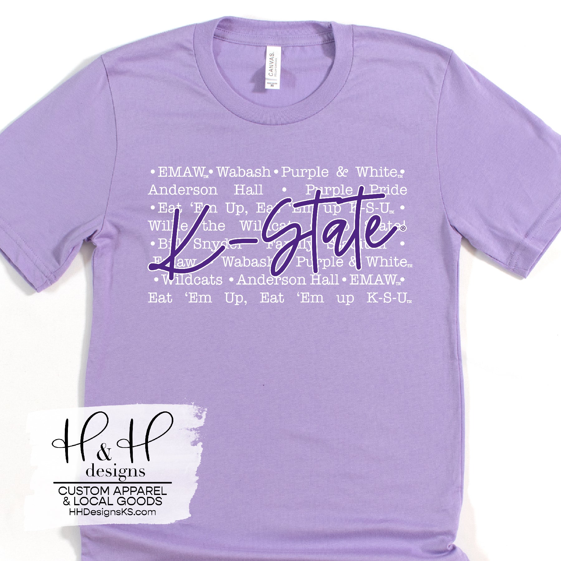 K-State Typography ~ HHKSU146 ~ Licensed K-State Apparel – H&H Designs LLC