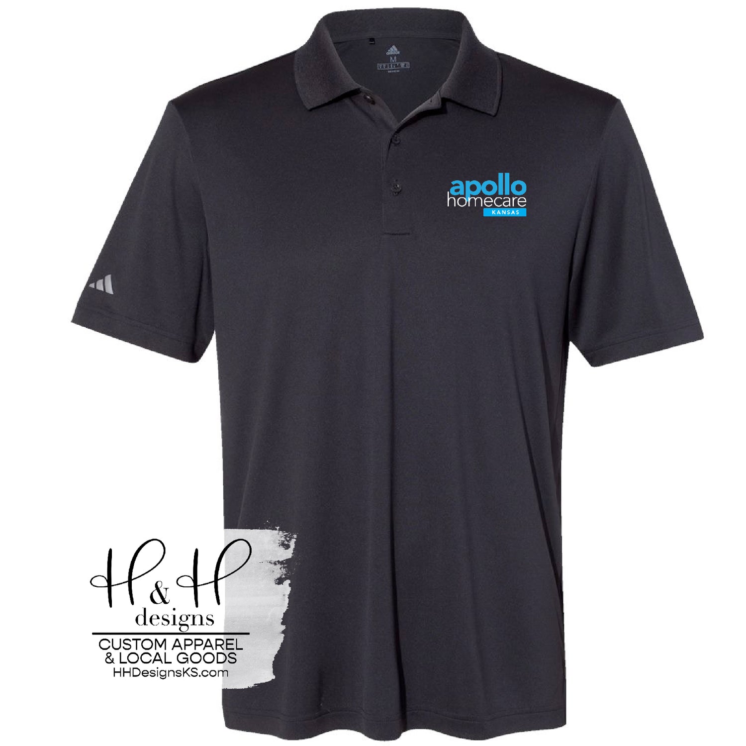 Apollo Adidas Polo- White and blue pocket logo – H&H Designs LLC
