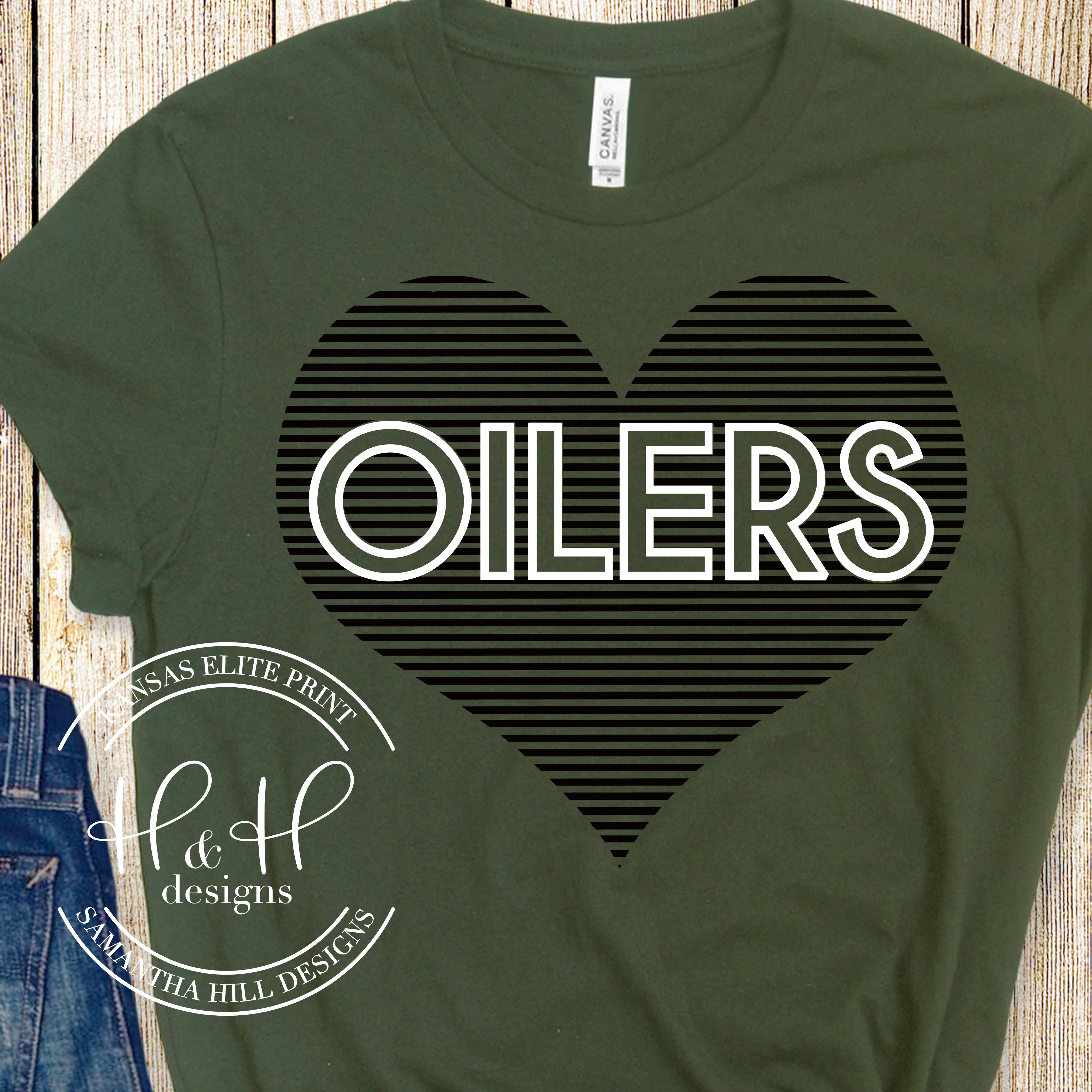 Topeka Oilers Lined Heart – H&H Designs LLC