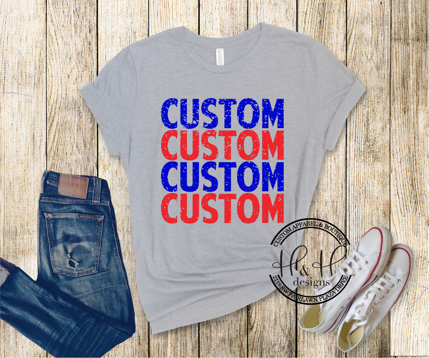 CUSTOM Distressed Team Stack – H&H Designs LLC